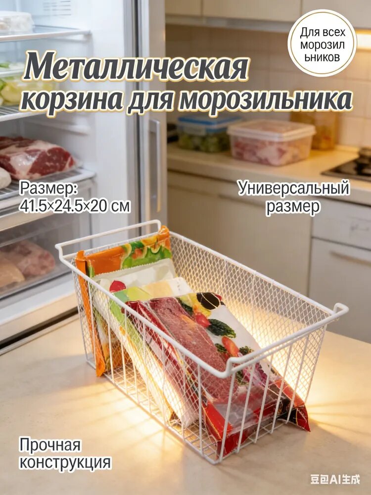 Корзина для морозильного ларя и холодильника, 41.5х24.5х20 см, металлическая подвесная, 1 шт.