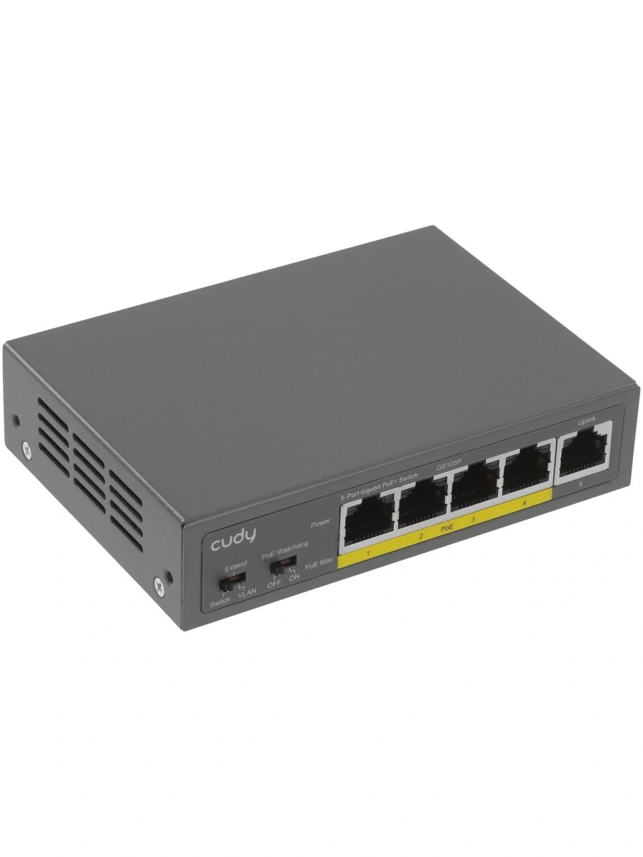 Коммутатор Cudy GS105P, сетевой коммутатор для локальной сети, подключение устройств дома и в офисе, цвет Черный
