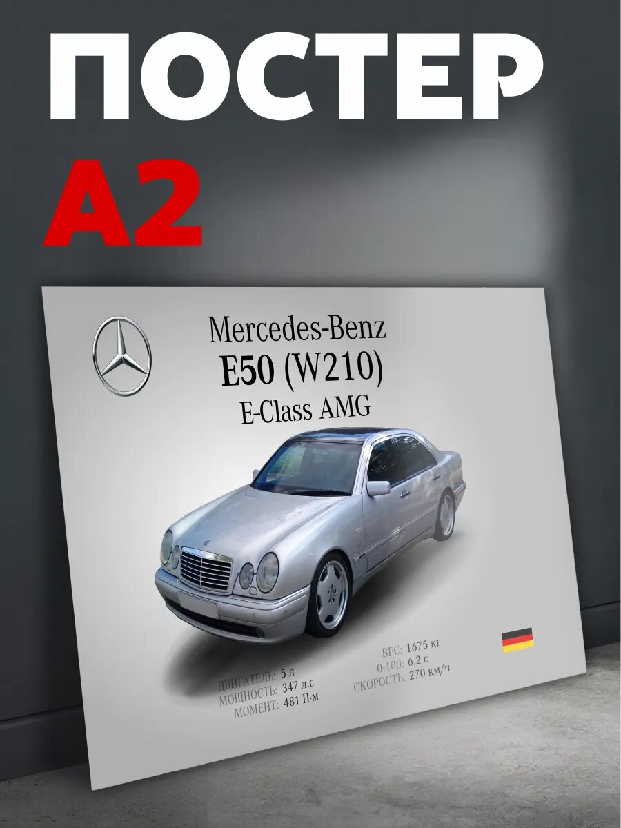 Постер на стену Mercedes W210 E-Class AMG плакат А2
