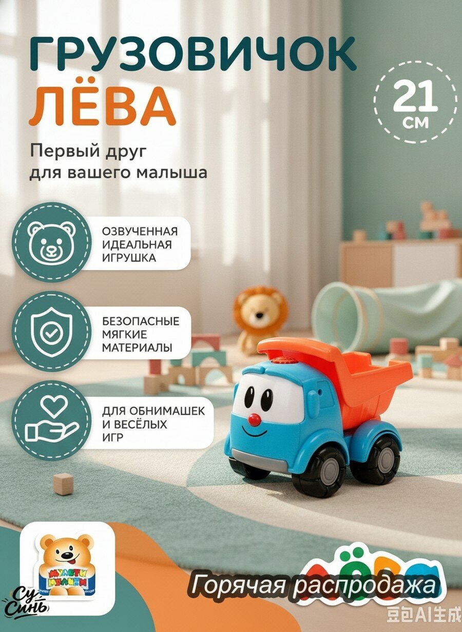 Музыкальная игрушка самосвал из пластика со звуковыми эффектами для детей грузовик развивающая модель