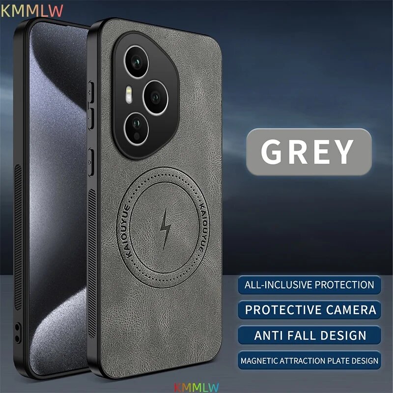 Роскошный Кожаный Магнитный Чехол Для Honor 400 200 Pro Lite HONOR 400 Pro, Серый, gray