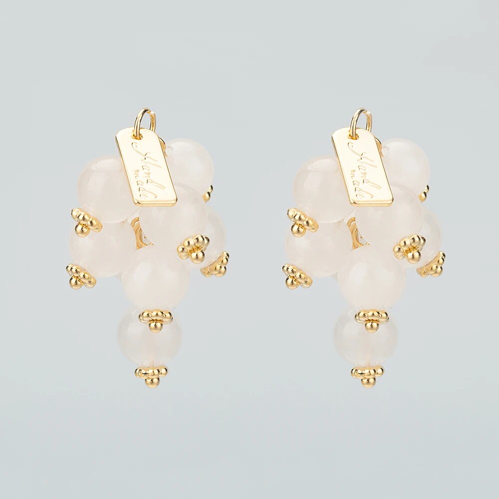 Серьги из розового камня GUFEATHER MD5501S