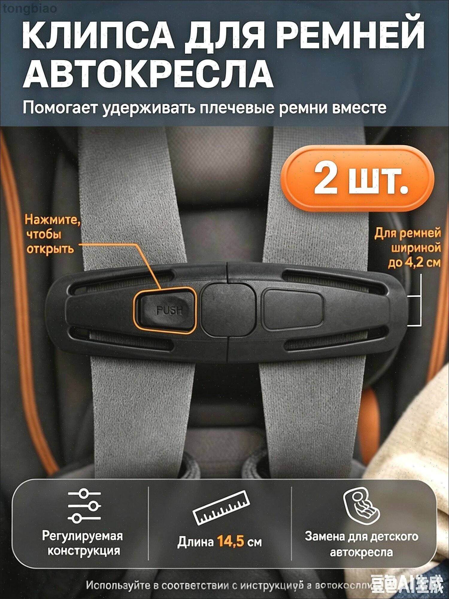 Фиксатор ремня автокресла для автомобиля, удобный держатель безопасности 2 шт.