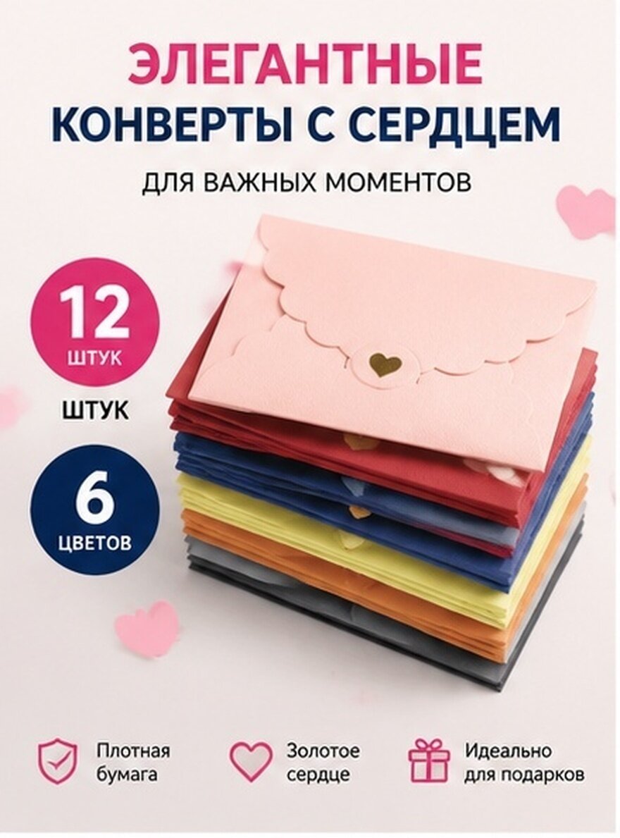12 Шт Конверты Из Бумаги Ярких Цветов Размер 10 5X7 См Идеальны Для Подарочных Карт И Открыток