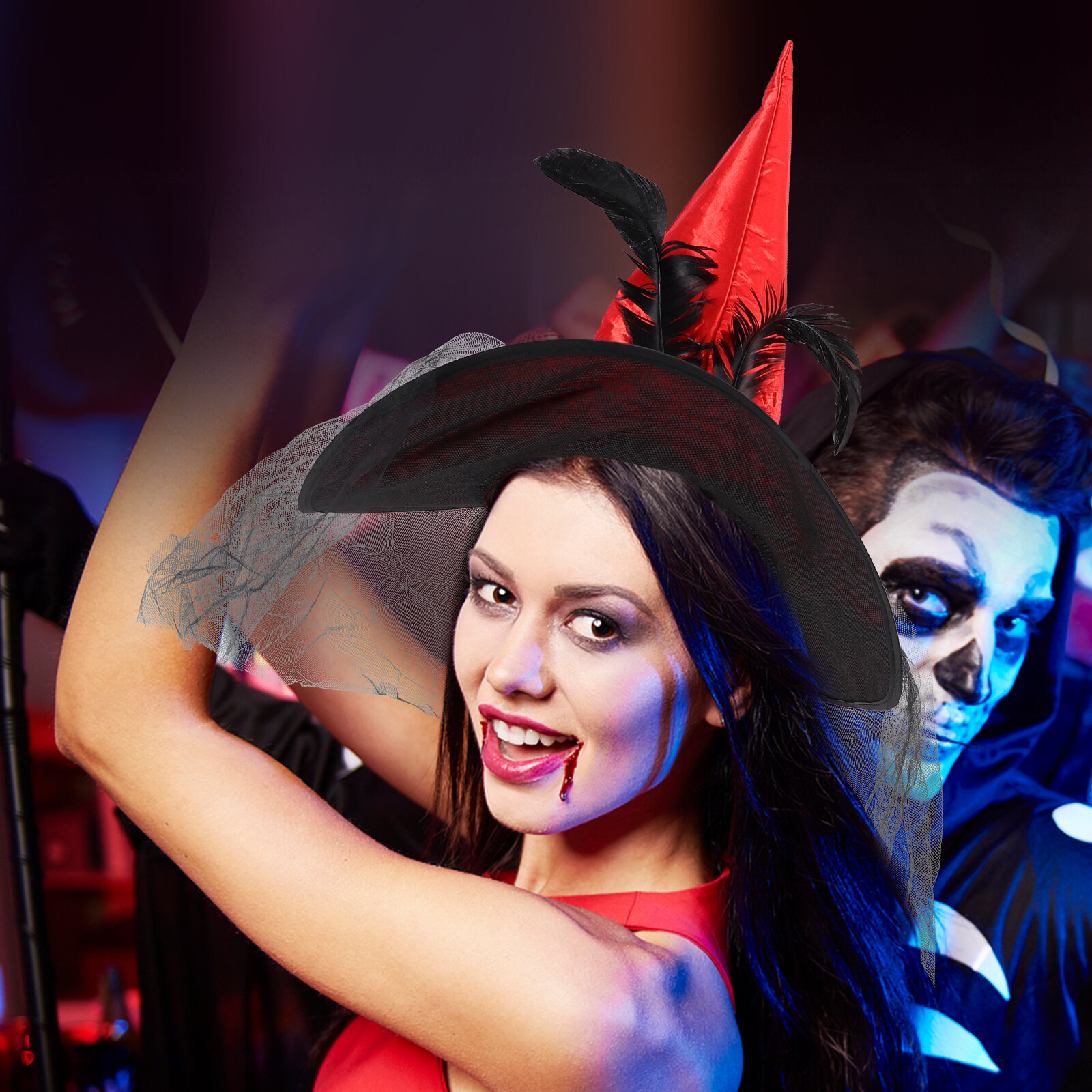 Красная Накидка С Тюлем И Розами Для Устройства Halloween Вечеринок 1 Шт 38.00X38.00X0.30Cm