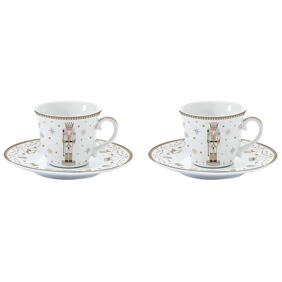 Набор кофейных чашек с блюдцем Royal Nutcracker 80 мл новогодняя 2 шт Easy Life R1107/RNUT