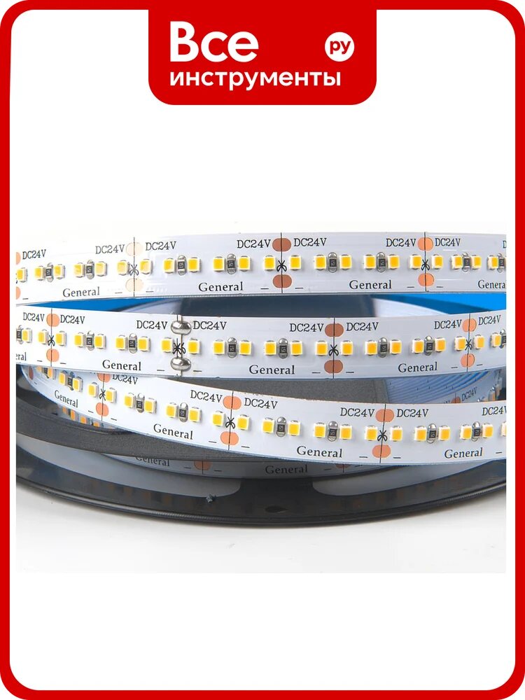 Лента светодиодная General Lighting Systems Premium GLS-2216-240-22-24-IP20-PRM-3, 5 метров, 22Вт/м, 24В, 10мм, 16 Лм/чип, 3000К - теплый белый 502743