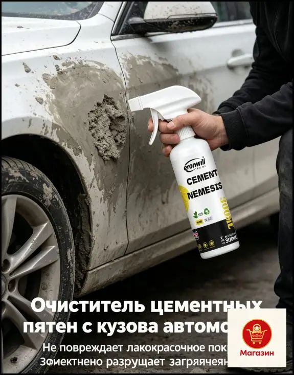 Средство для удаления цемента с кузова автомобиля, 300 мл, в баллоне с распылителем, не повреждает ЛКП