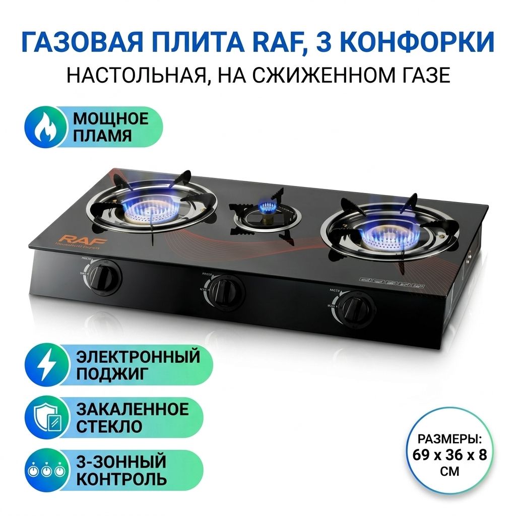 Газовая настольная плита настольнаяплита, черный матовый, хаки