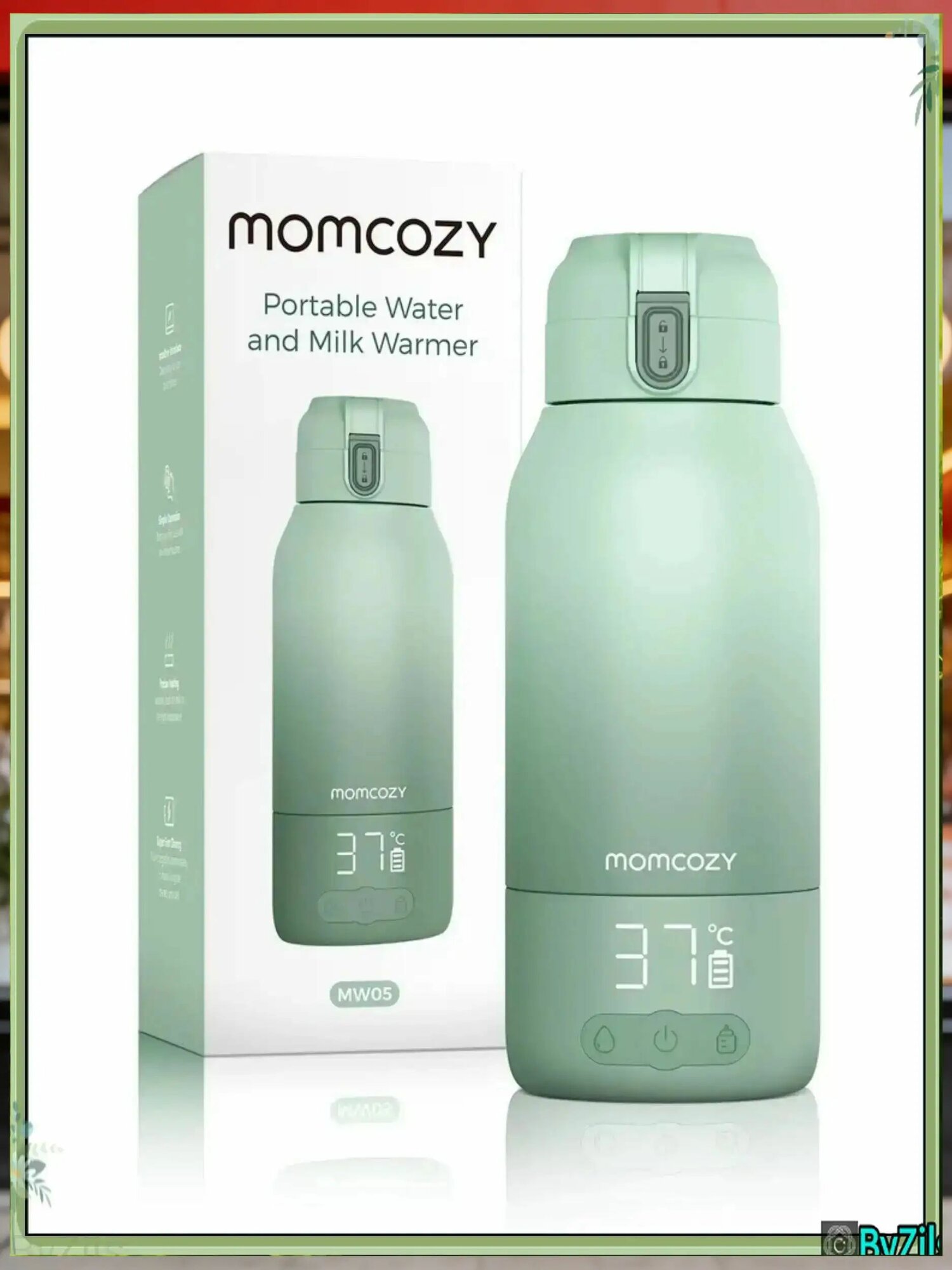 Подогреватель для молока и воды Momcozy MW05, портативный, цвет зеленый
