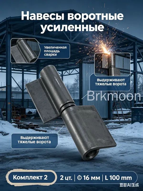 Петля для ворот и калитки усиленная, 16х100 мм-усиленныйкомплектиз2хштук.