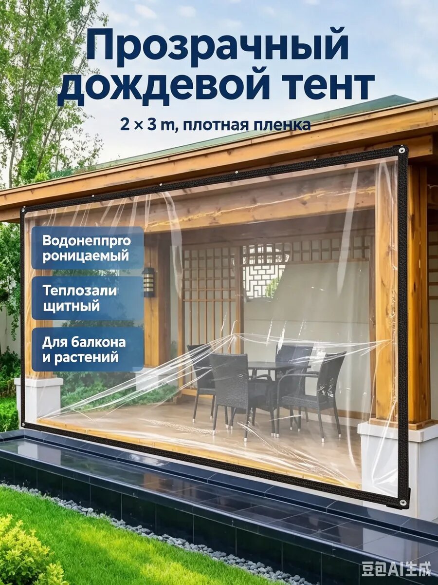 Водонепроницаемый тент 6.5x9.8 ФТ для кемпинга и земли