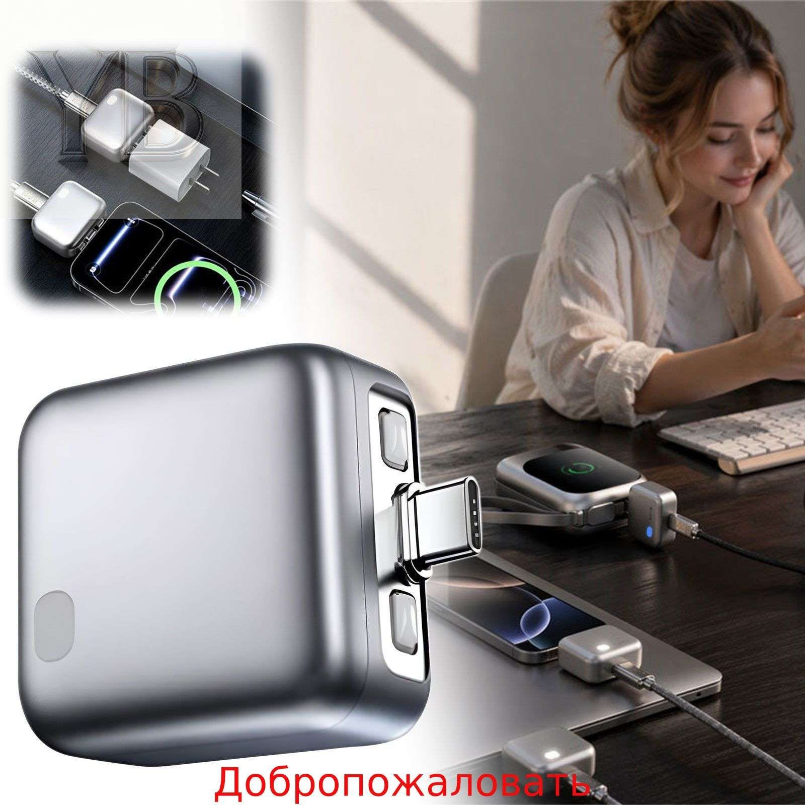 140Вт Быстрая Зарядка USB-C Автоматическое Отключение Зарядки, Защита Батареи от Перезарядки, Портативный Адаптер для Телефона и Планшета