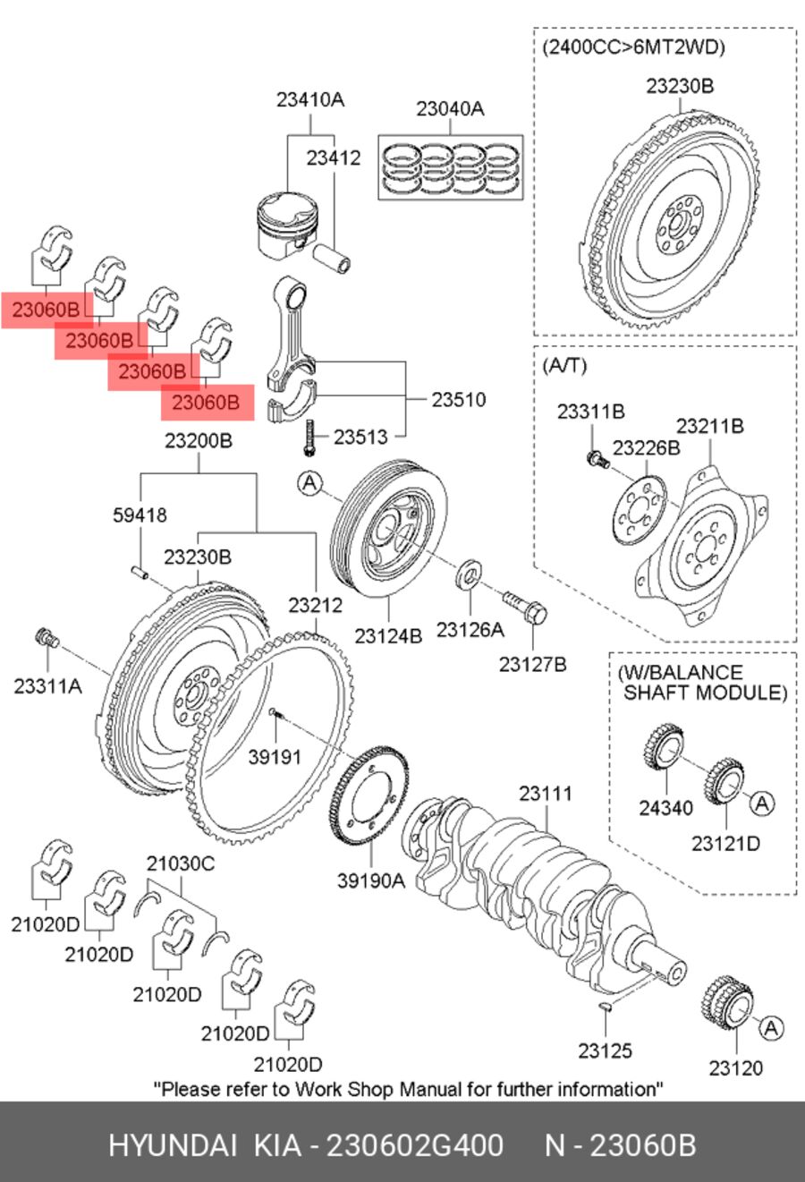 Комплект подшипников скольжения шатуна org (Hyundai/Kia 230602G400)
