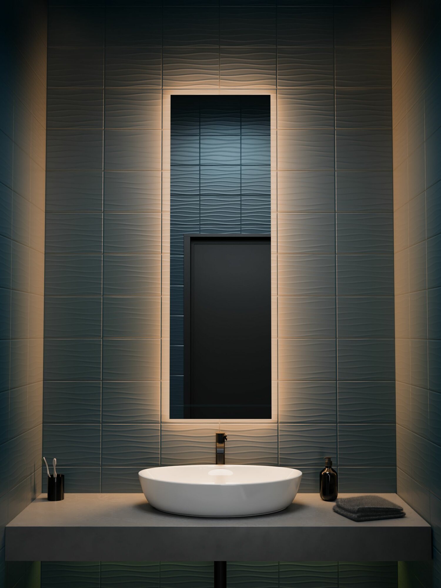 Зеркало настенное с подсветкой без рамы ONE MIRROR 150х45см. Свет: Теплый белый 3000К.