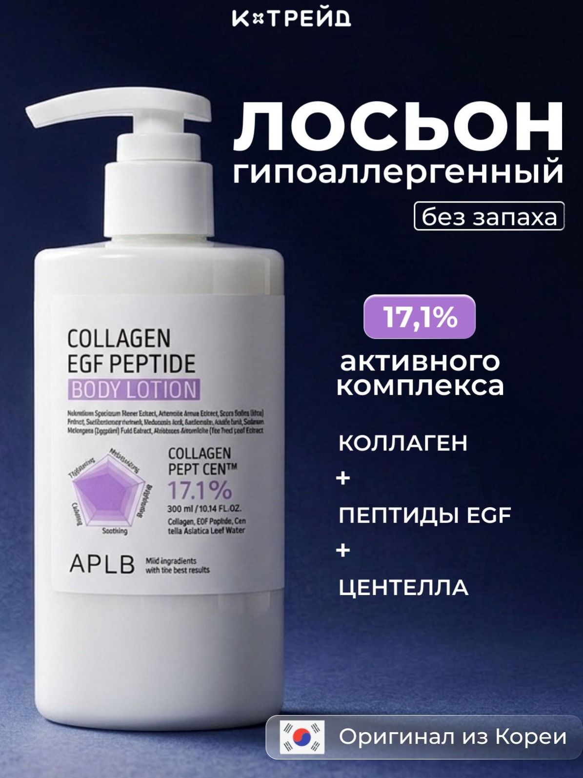 APLB Омолаживающий кожу крем для тела с коллагеном Collagen EGF Peptide Body Lotion (300 мл)