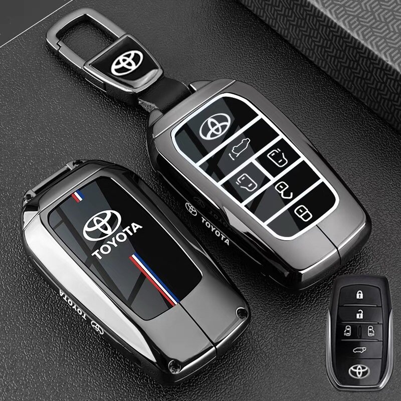 Автомобильный чехол для ключа Toyota Granvia Sienna 5-кнопочный темно-серый с логотипом