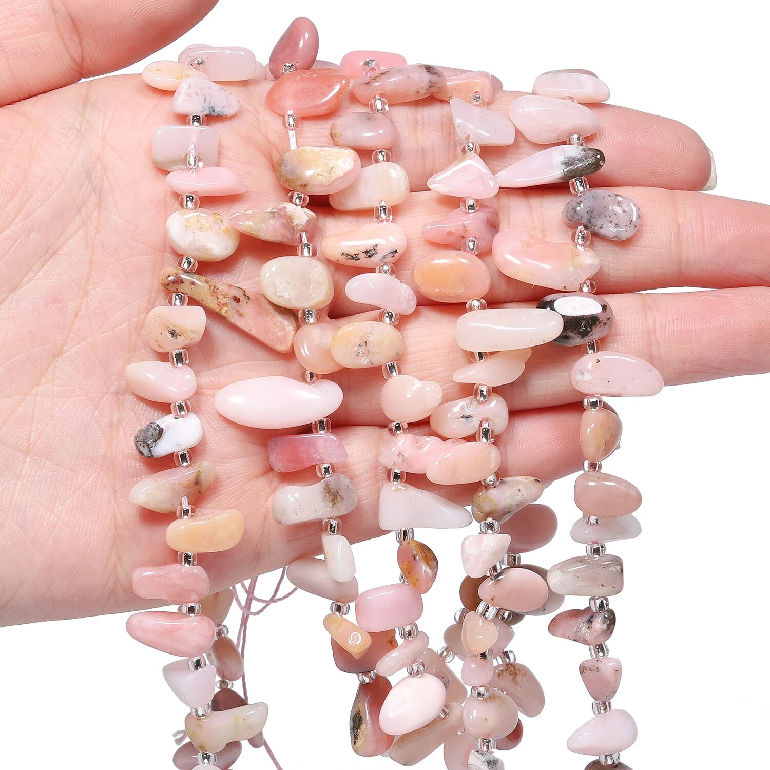 Гравийные бусины турмалин апатит аметист 10-14 мм xilitata 19cm about 20-25pcs, Pink opal