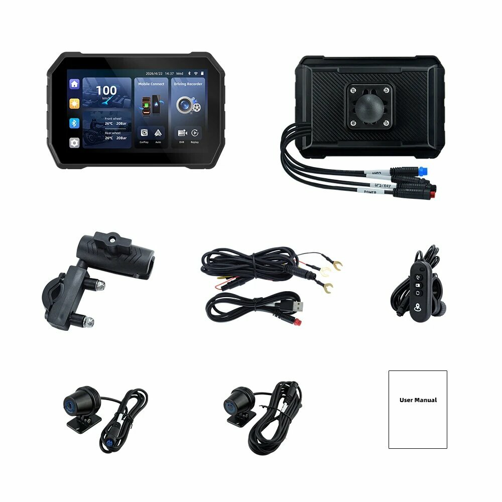 Мотоциклетный GPS-навигатор EKIY с беспроводным CarPlay и Android Auto, 5-дюймовый дисплей, монитор для мотоцикла