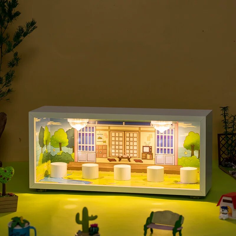 Pop Mart Cherry Blossom Life Series Садовая сцена Б с белой лампой, фигурка в слепом боксе