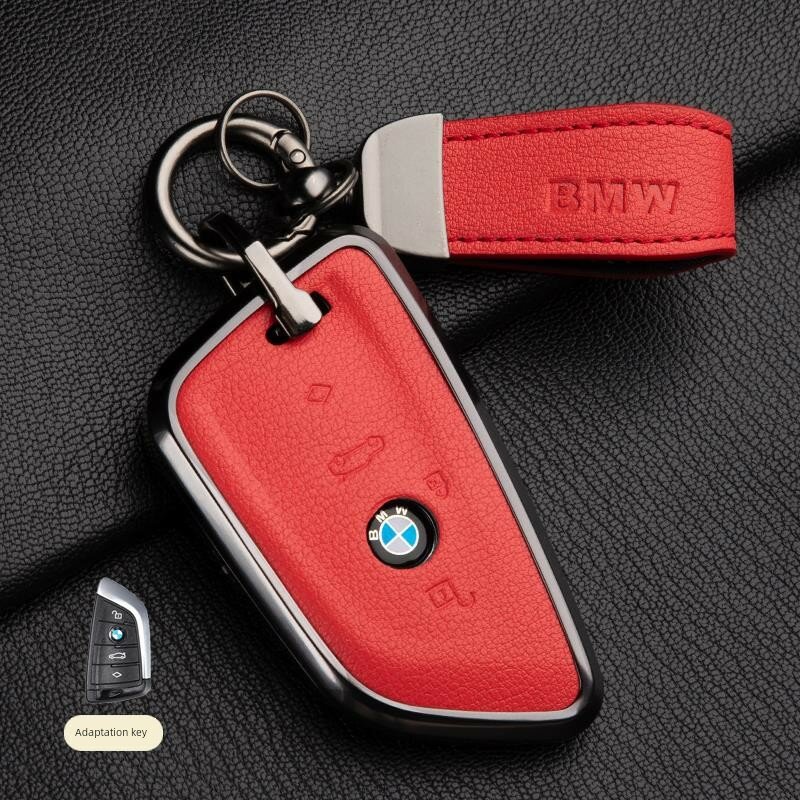 BMW Blade 4-Кнопочный Чехол для Ключа, Кожа Французской Козы, Грейпфрутовый Подвесной, Премиум Кожаный Чехол для 3/5/7