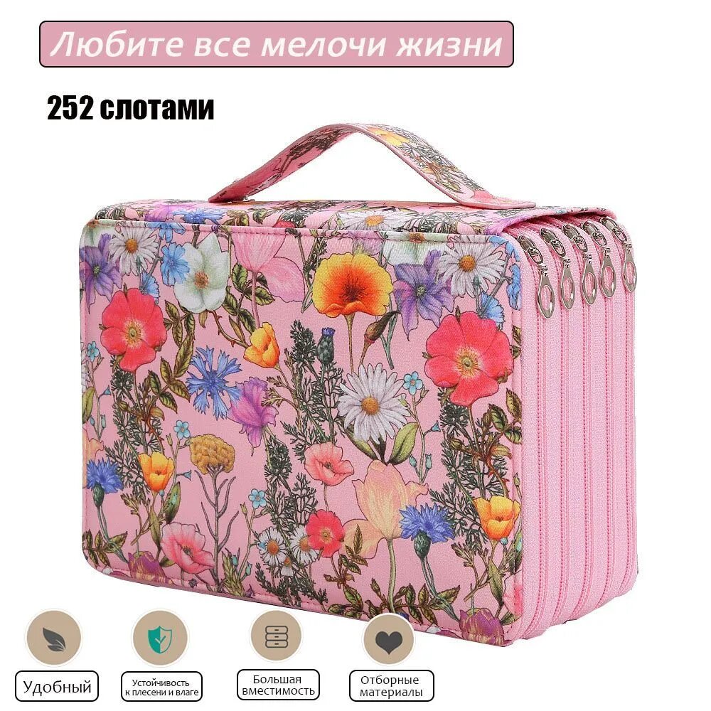 Эстетический школьный пенал с 252 слотами для девочек Сумка-органайзер для канцелярских принадлежностей с 5-слойной молнией