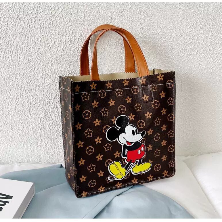 Сумка-саквояж Disney "Микки Маус", нейлон, коричневый, матовая, 26 см x 10 см х 25 см