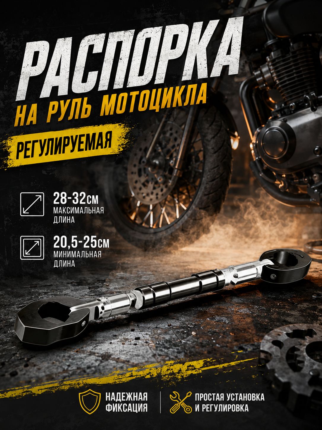 Регулируемая распорка, перекладина на руль растяжка, усилитель руля