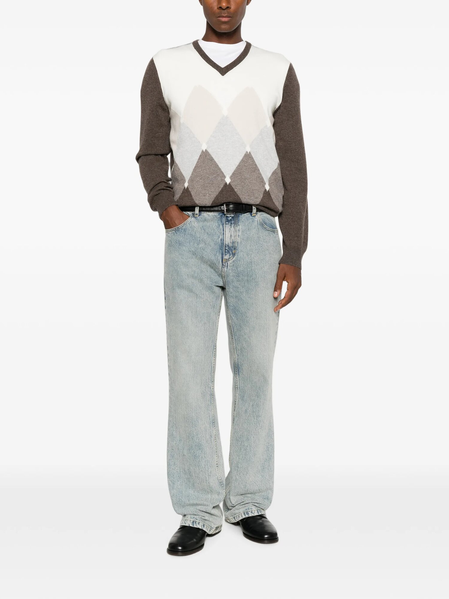 Свитер Vengera Argyle-pattern V-neck sweater, размер 52, , коричневый — фото 1