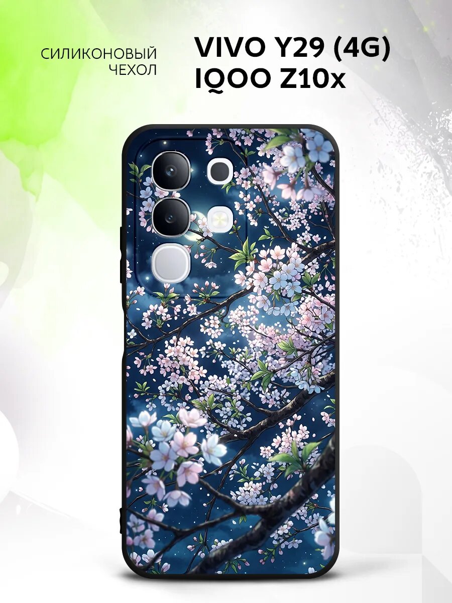 Чехол на Vivo Y29 (4G)/IQOO Z10x, Виво У29 (4Г)/IQOO Z10Х бампер, противоударный, с картинкой сакура Азия