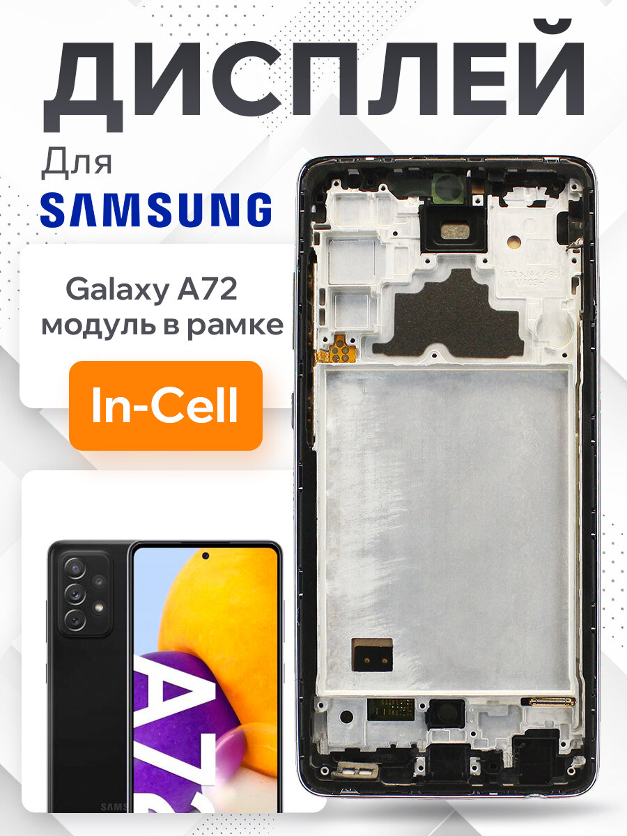 Дисплей для Samsung A725F Galaxy A72 модуль с рамкой и тачскрином (черный) (In-Cell)