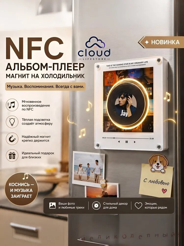 Магнит на холодильник с 9 дисками и индивидуальной песней, холодильник nfc