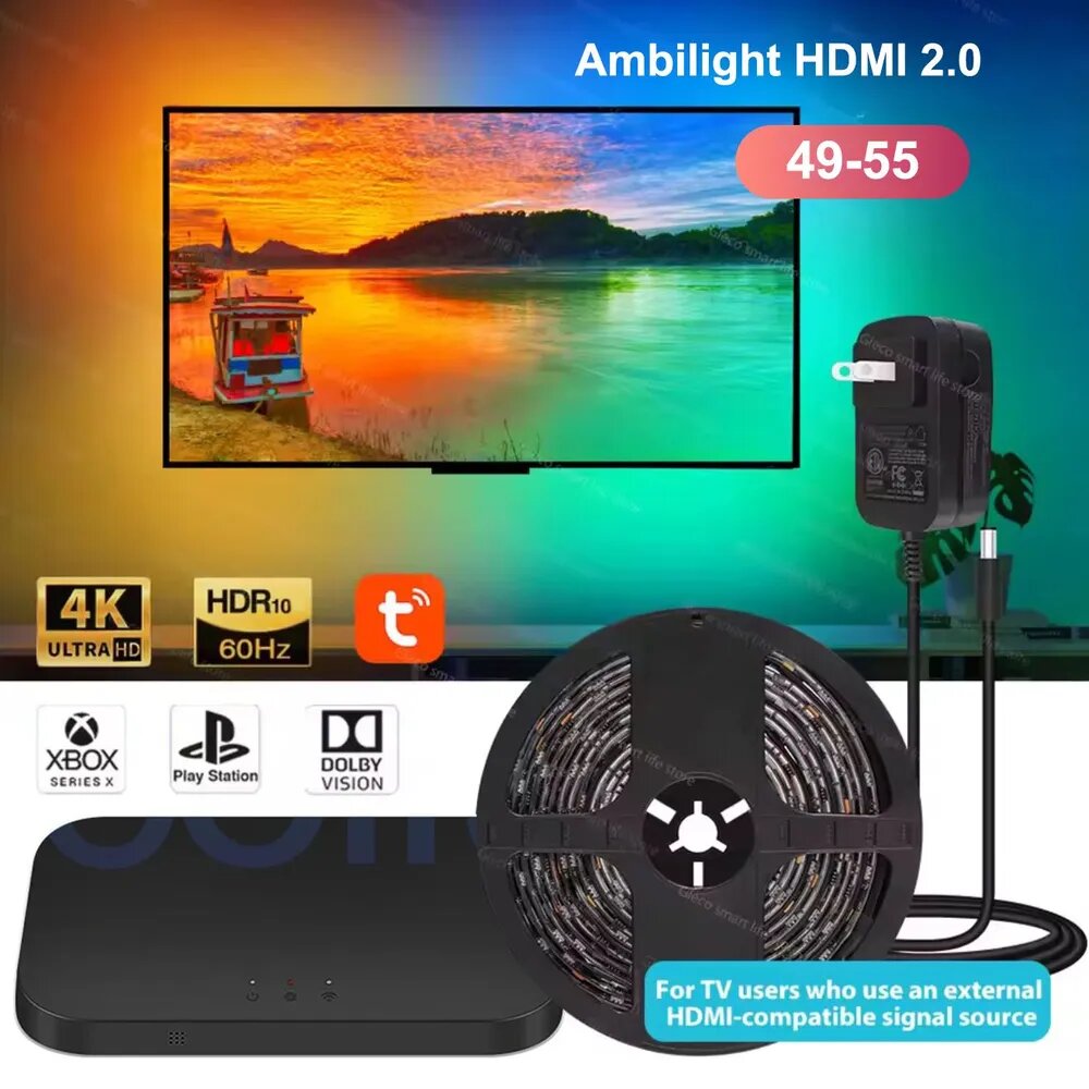 Светодиодная лента IP20 RGB 12 В, самоклеящаяся, управление со смартфона, Smart Life (Tuya), 1 шт