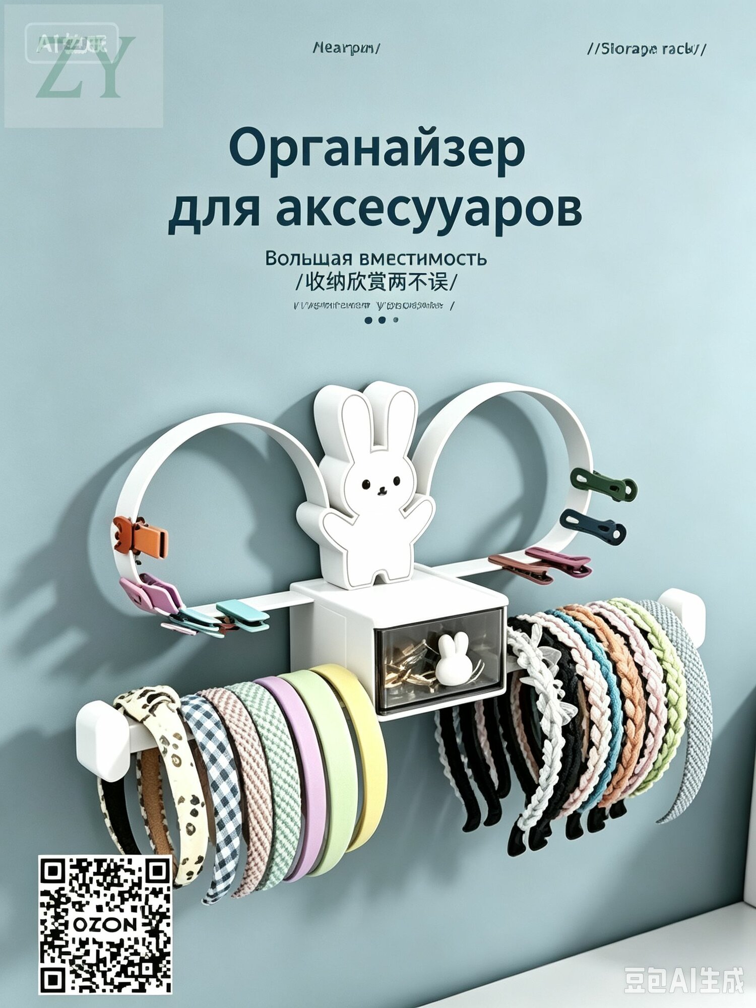 Органайзер подвесной 35.5x9.5x15 см 1 шт abs пластик белый