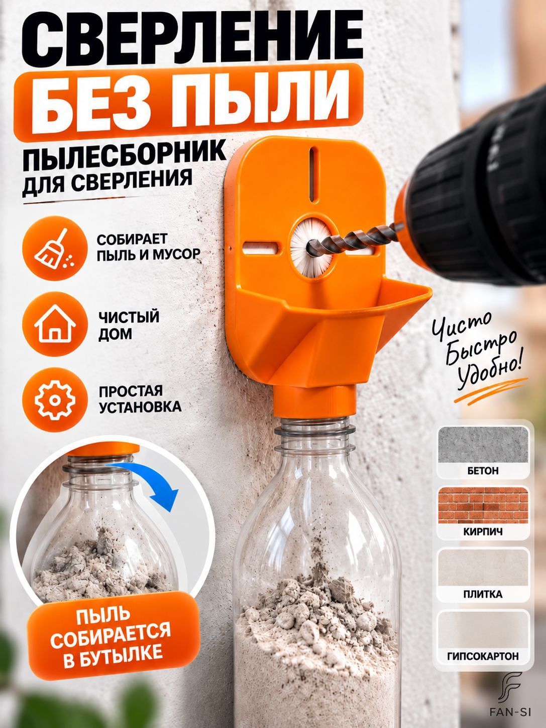 Пылесборник для сверления, пылеуловитель для дрели