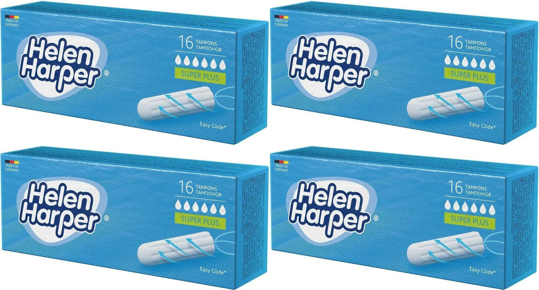 Тампоны Helen Harper Super Plus без аппликатора, комплект: 4 упаковки по 16 шт