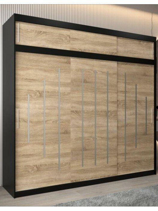 Шкаф-купе МебельЛэнд24 Валмиера NEW - 7А Черный / Дуб Сонома 160x60x260 дуб светлый для одежды трехдверный