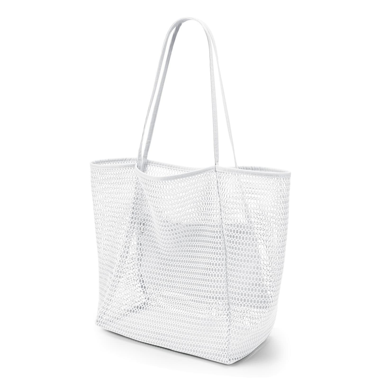 KALIDI Mesh Beach Tote Bag, Foldable 35L Heavy-Duty Nylon Tote for Beach Picnic Laundry Vacation