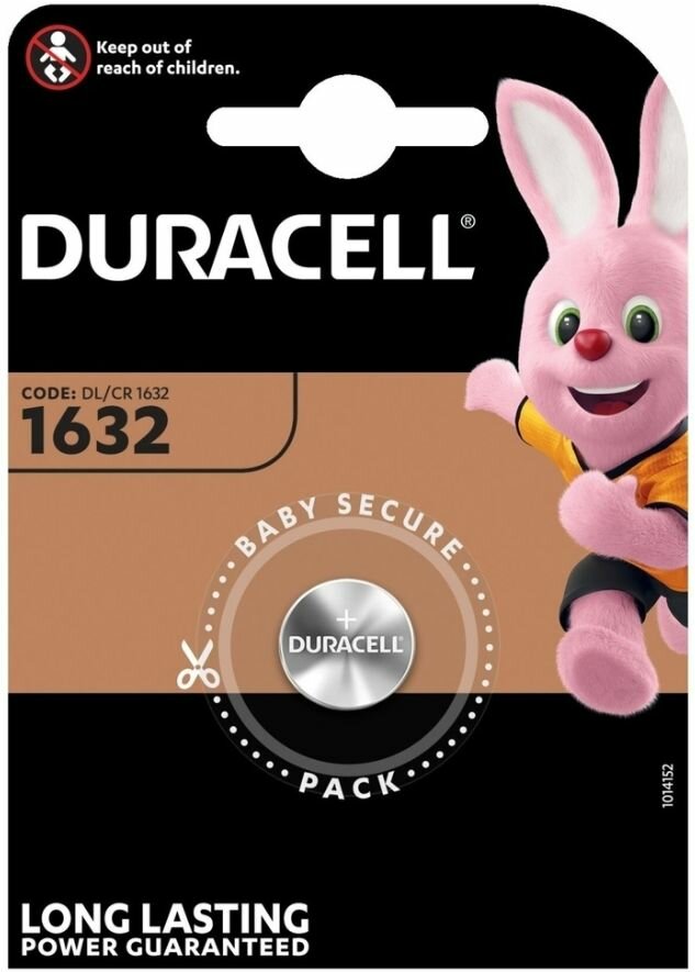 Дисковая батарейка Duracell CR1632 Lithium Battery 3v BL1 , 1шт.