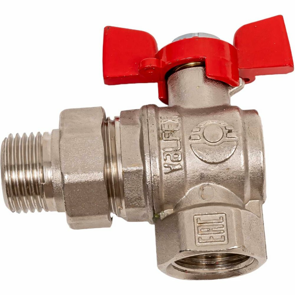 Шаровой кран VALFEX PREMIUM для воды, угловой, с американкой, 1/2" ВР/НР, бабочка VF.269. NB1.012. PREMIUM
