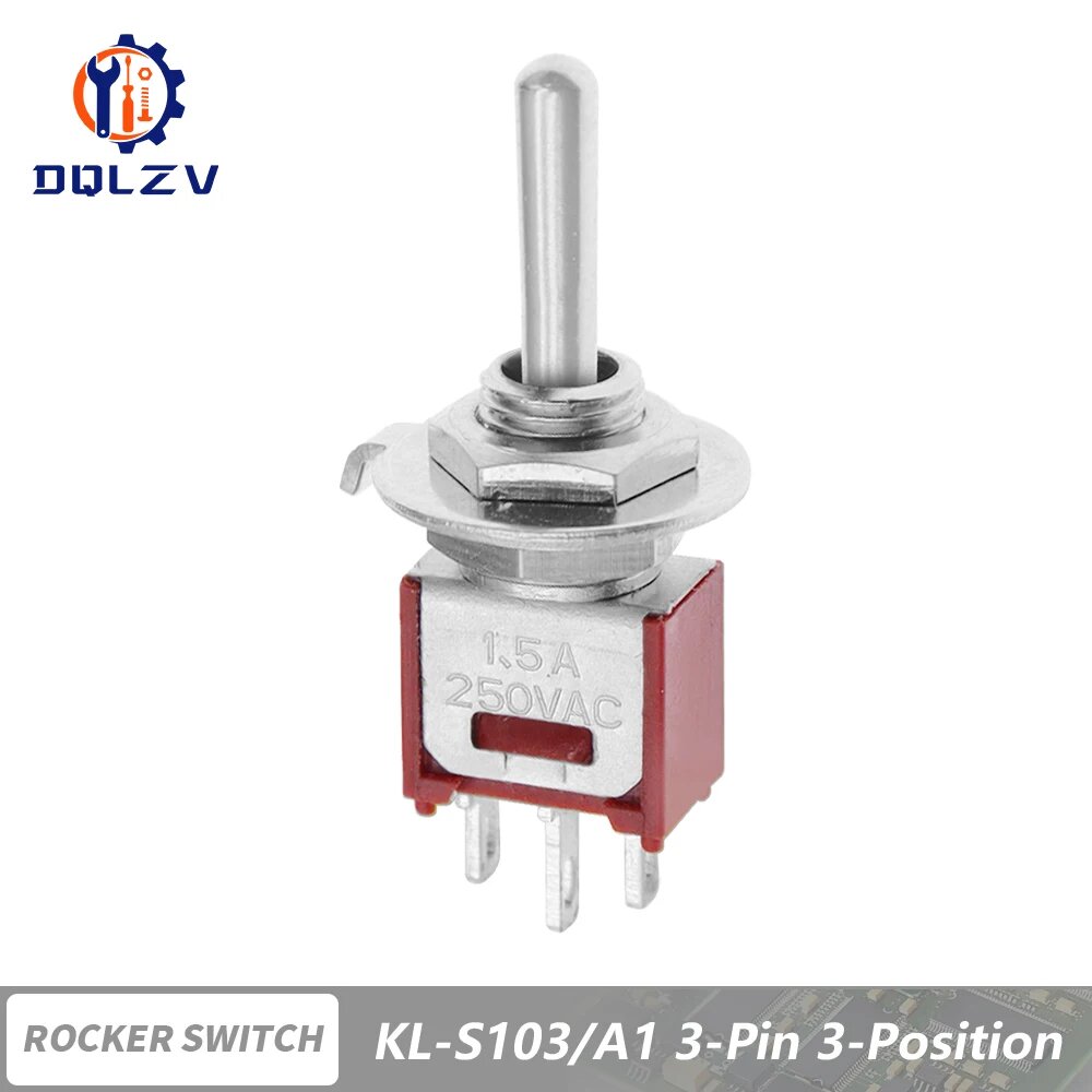 Мини-тумблер 5 мм SMTS-102, 250 В/1,5 А SPDT, 3/6-контактный на 2/3-позиционный красный цвет, штифты для стежков SMTS-202