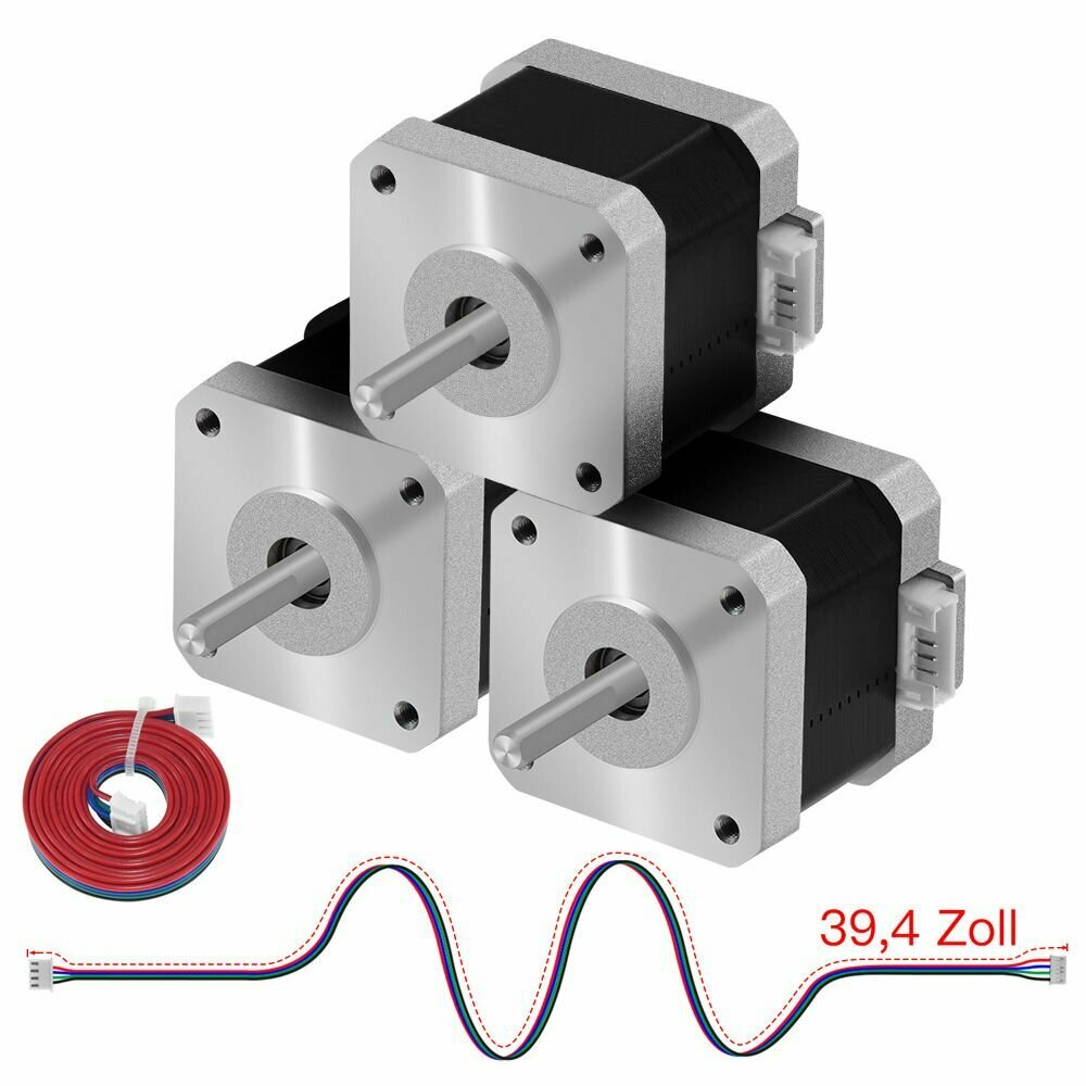 3 шт Шаговый двигатель Nema 17 (17HS4401)+кабель 1M XH-2.54 1.5A 42N. cm 42BYG