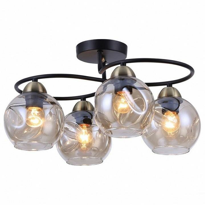 Люстра Omnilux Carini OML-95007-04 цвет плафона подвески Тонированный, цвет арматуры Бронза, Черный