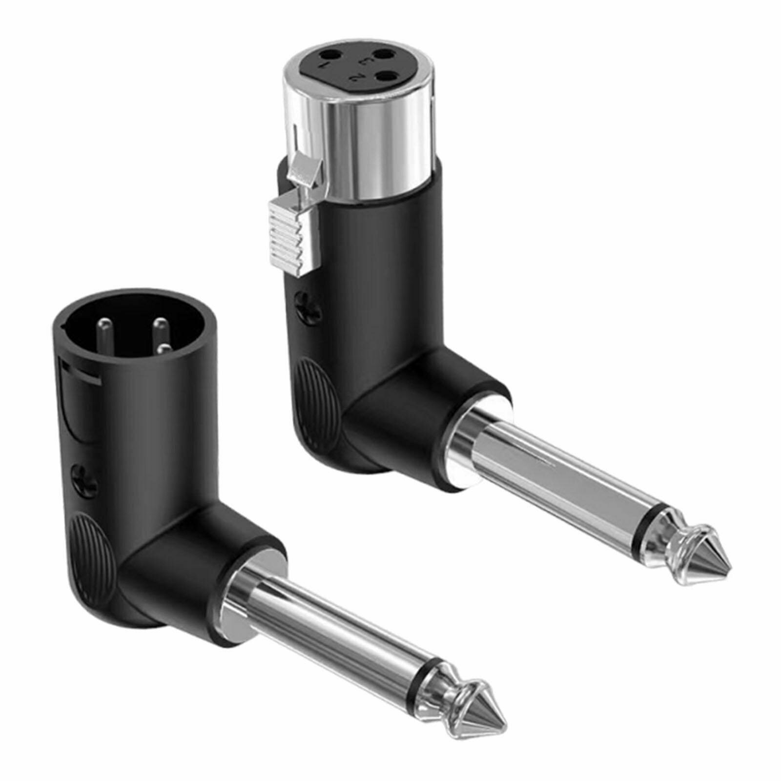 Прочный 3-контактный XLR-разъем «мама-папа» на угловой адаптер 1/4"/6,35 мм для студийных микшеров.
