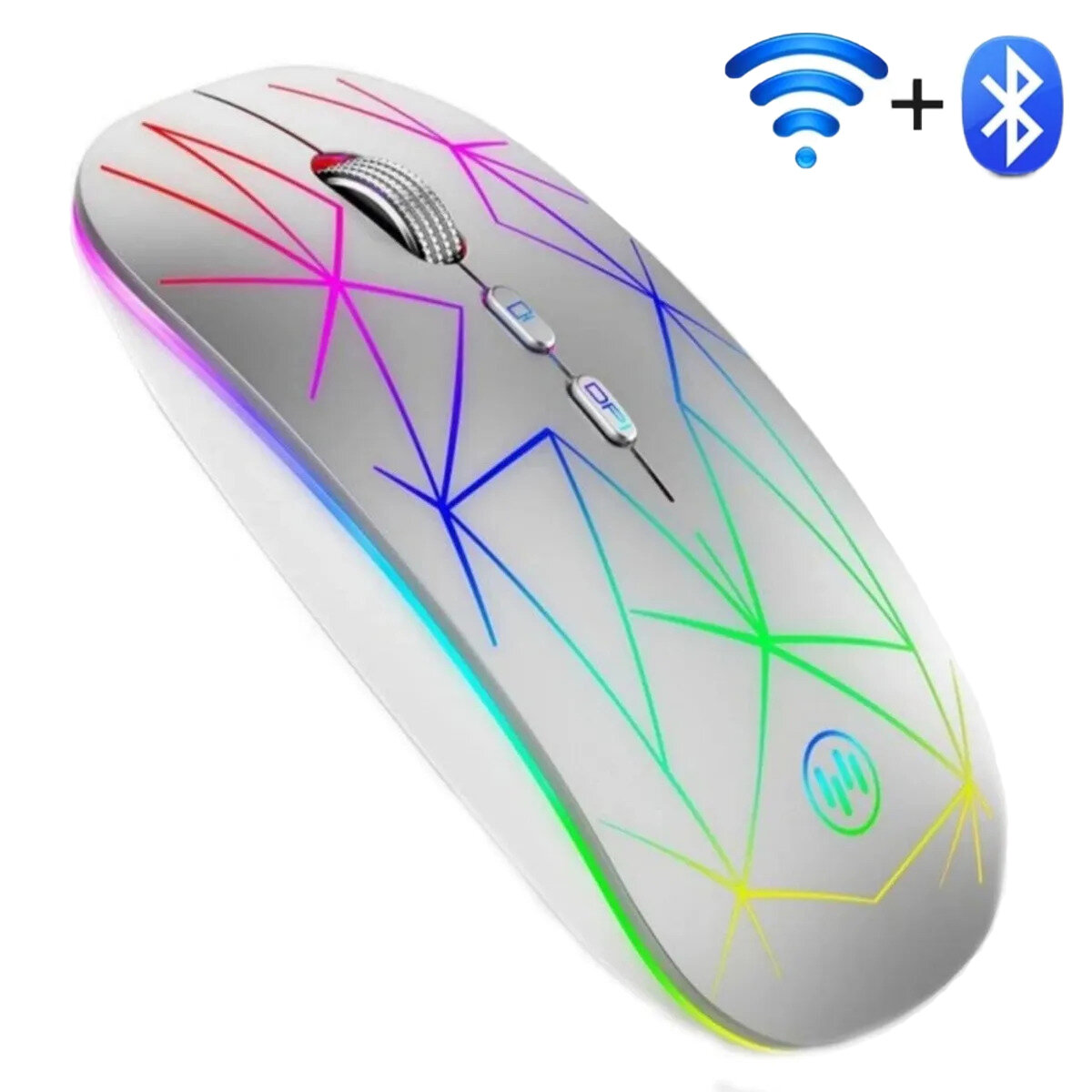 Мышь беспроводная компьютерная игровая бесшумная Bluetooth 5.0 с подсветкой RGB, подходит для Smart tv, компьютера, ноутбука, телефона, планшета.