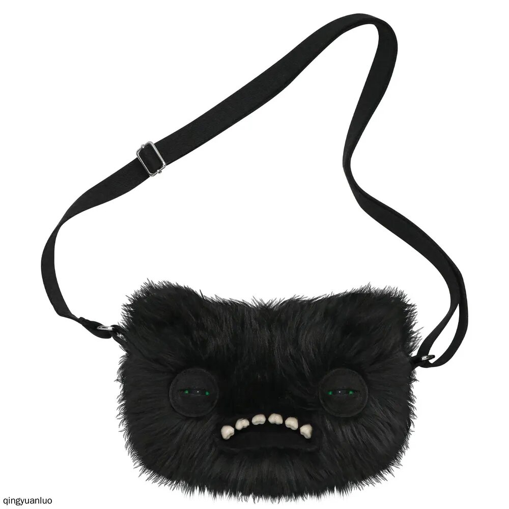 Fuggs Ugly Tooth Monster Fluffy crossbody Bag/ Карманная сумка/Зубы, как у человека, тонкие глаза, бежевые волосы, подходят для детей в возрасте от 4 лет и старше.