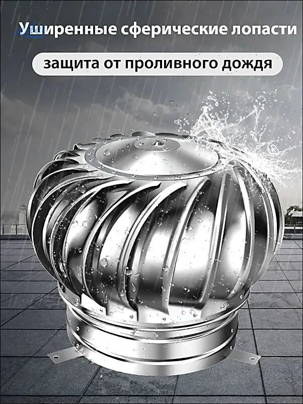 Турбо-дефлектор для вентиляции 200 мм из коррозионностойкой нержавеющей стали