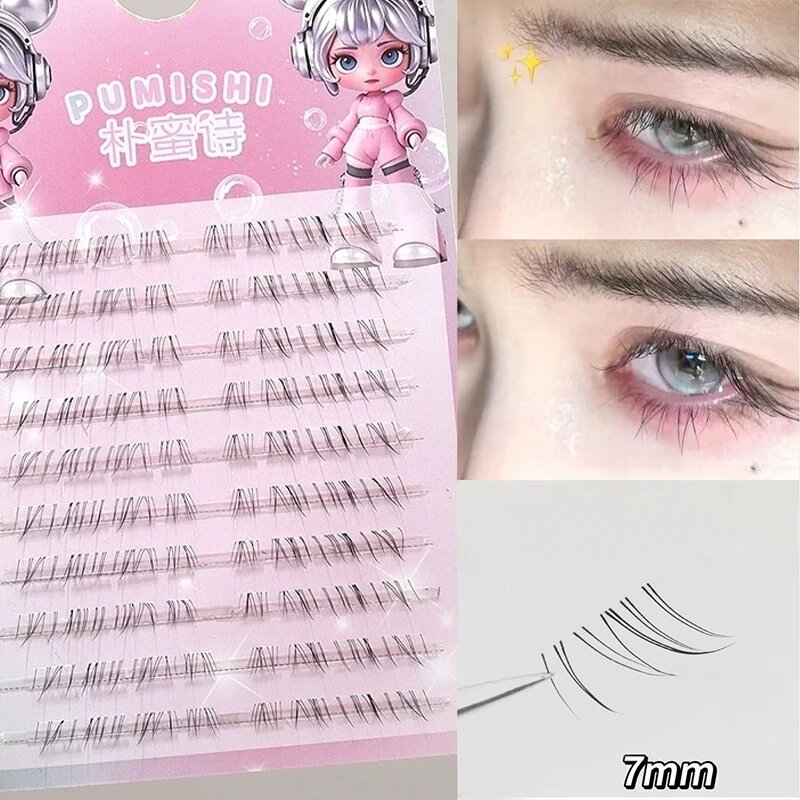 HMQ beauty накладные ресницы "Лисичка" кластерные прозрачные 10/6 рядов need glue10row lower