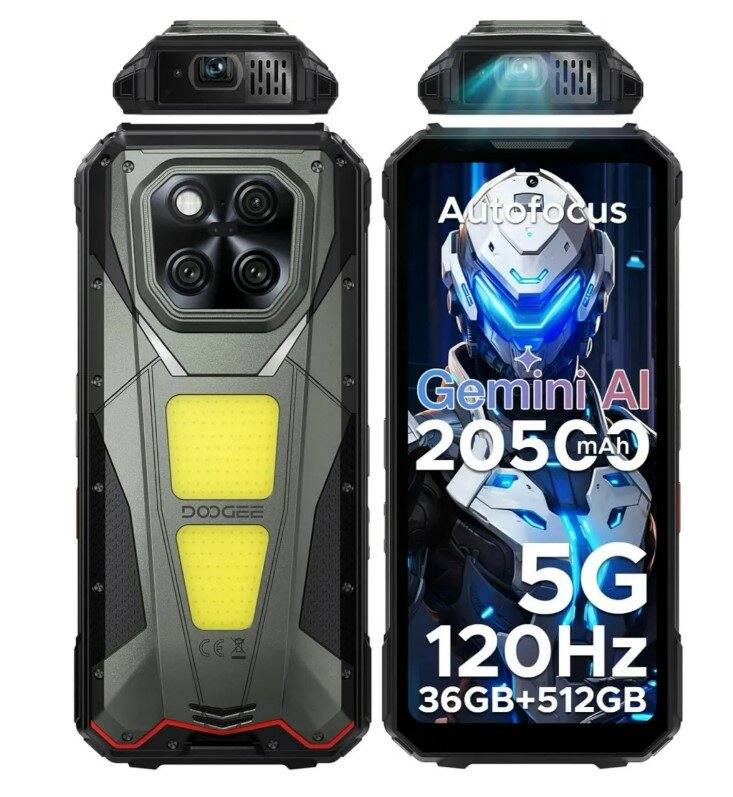 DOOGEE V Max Play 5G защищенный телефон, 36 (16+20) ГБ 512 ГБ, 20500 мАч, 6,78-дюймовый FHD-экран