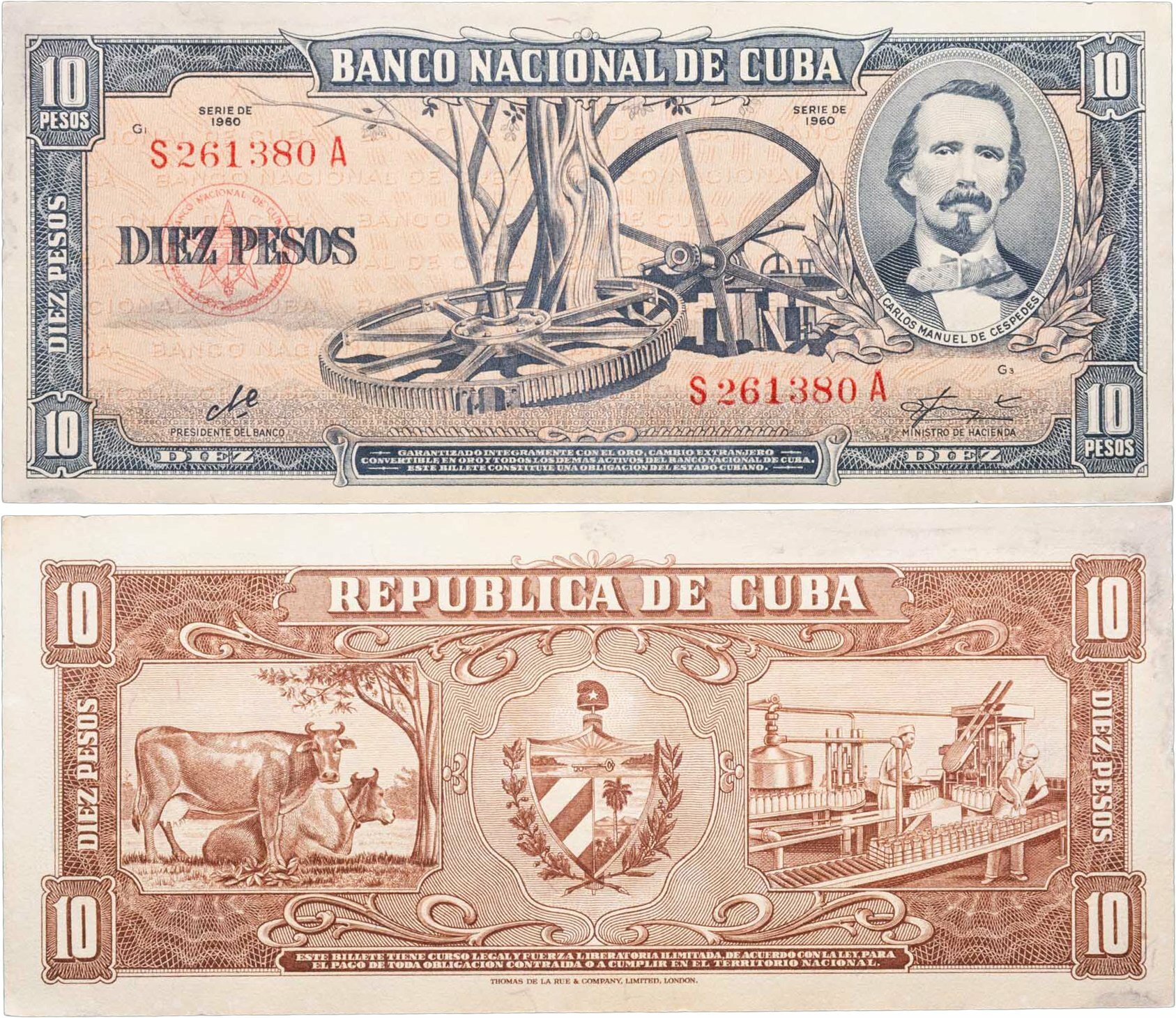 Куба 10 песо 1960 Pick 88c подпись Че Гивара